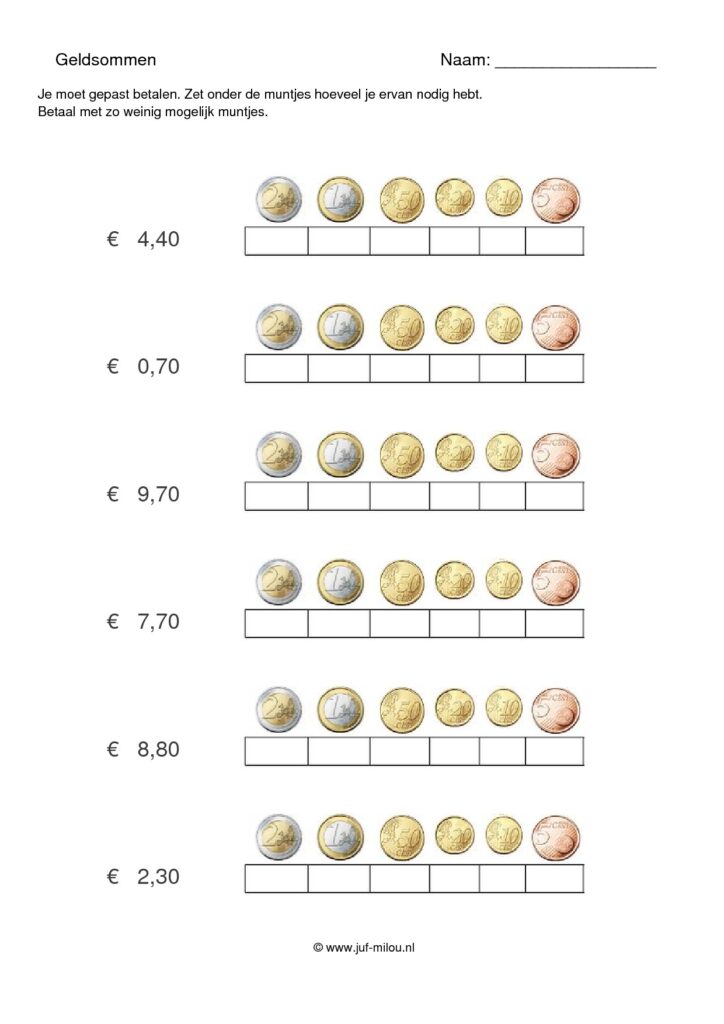 Gepast betalen 10 cent – Juf Milou Webshop