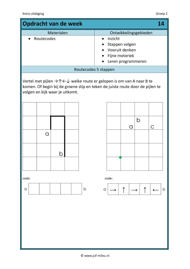 Opdracht van de week groep 2 – Juf Milou Webshop